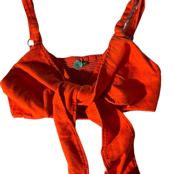 FARM Rio | Tops | Farm Rio Tie Front Red Crop Top | Poshmark